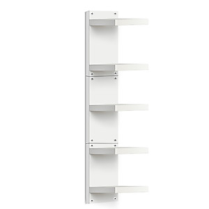Defined Deco 5 Tier Wall Shelves White-Vertical Column Shelf Floating Storage Home Display-Lack Wall Shelf Unit,Organizer Tall Tower Design Utility Shelving for Home, Bedroom,Living Room,Office Decor