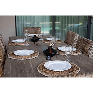 BIRDROCK HOME Tahitian Tabletop Citronella Lamp Torches - Easy Refill Metal Lanterns with Flickering Flame for Decorative Backyard, Deck & Outdoor Patio Lighting - Refillable Design - Black, Pack of 2