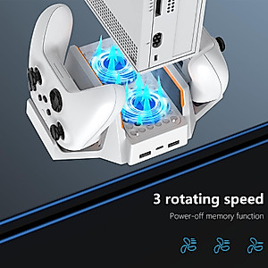 CTPOWER Cooling Stand for Xbox Series S with Dual Cooling Fan 3 Level Adjustable Speed, Dual Controller Charger with LED Indicator USB Port - 2 x 800mAh Rechargeable