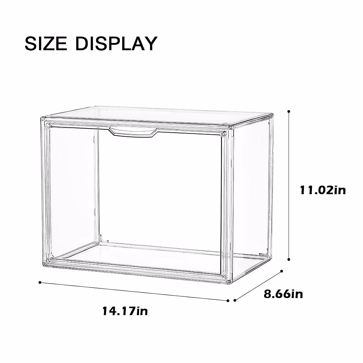 Fox Claw ​​​​​​Clear Acrylic Bookcase, Book Organizer Box, Portable Book Containers with Magnetic Door, Stackable Display Case for Purses Handbags Dolls Toys Shoes(Clear, 14.17" ×10.63"×8.66")