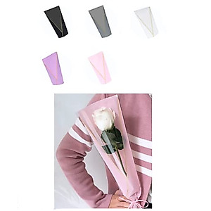 Rikyo 100 Counts Single Floral packaging bag,Single Rose Sleeve,Single Rose And Carnations Flower Wrapping Paper,Flower Bouquet Sleeve Bag for Mother's day Valentines Day Wedding Birthday Gift (Pink)