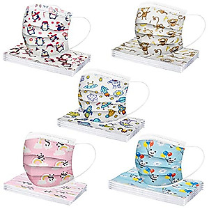 Kids Face Bandanas 50PCS - Disposable - 3Ply Ear Loop, No Washable, Breathable and Anti-Haze Dust, for Kids