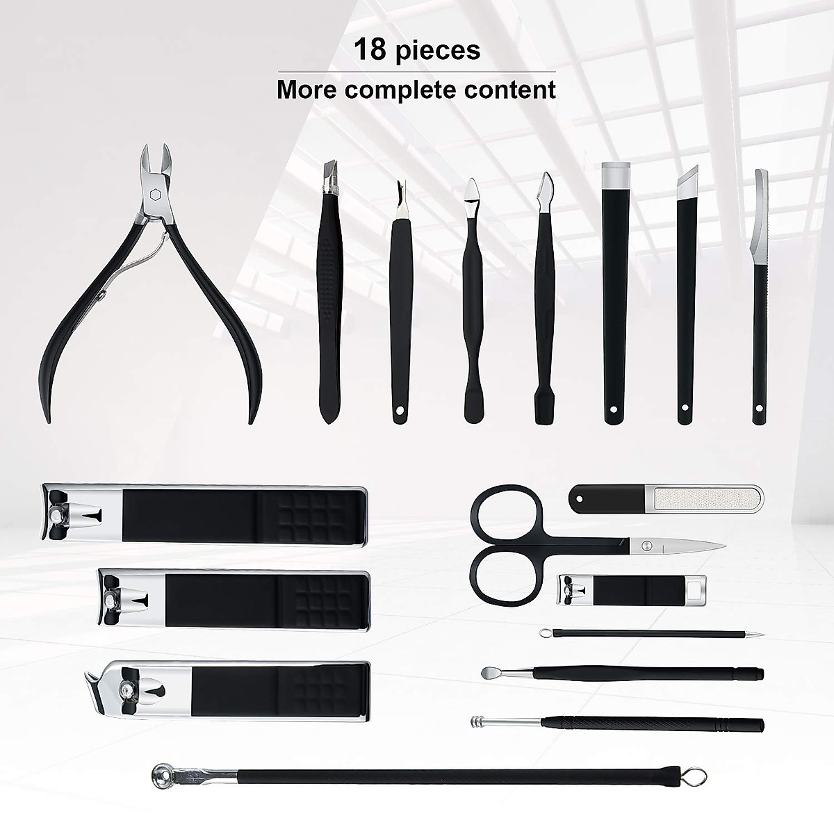 Manicure Set Professional Nail Clippers Kit Pedicure Care Tools- Stainless Steel Women Grooming Kit 18Pcs for Travel or Home (Pink)