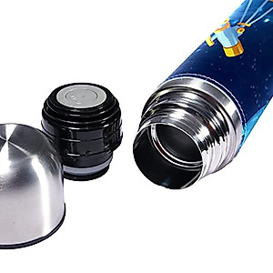 sdfsdfsd 17 oz Vacuum Insulated Stainless Steel Water Bottle Sports Coffee Travel Mug Flask Genuine Leather Wrapped BPA Free, Space Exploration Illustration