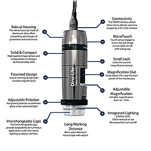Dino-Lite HDMI Digital Microscope AM5218MZTL- 720p, 5X - 140x Optical Magnification, Polarized Light, Long Working Distance