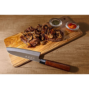 Traditional Japanese Professional Santoku Kitchen Chef Knife – Premium 7-inch High Carbon Stainless Steel Ultra Sharp Knife with High Corrosive Resistance in a Double Bevel Edge, Best Home Kitchen