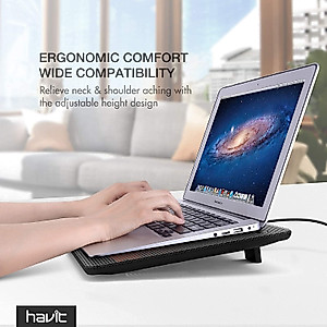 Havit HV-F2056 15.6"-17" Laptop Cooler Cooling Pad - Slim Portable USB Powered (3 Fans) Blue & Red