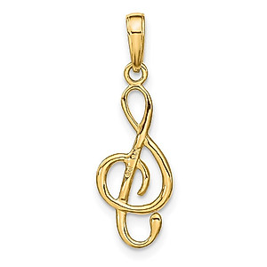 Auriga Fine Jewelry 14k Yellow Gold 3-D Clef Treble Clef Pendant Gift for Women