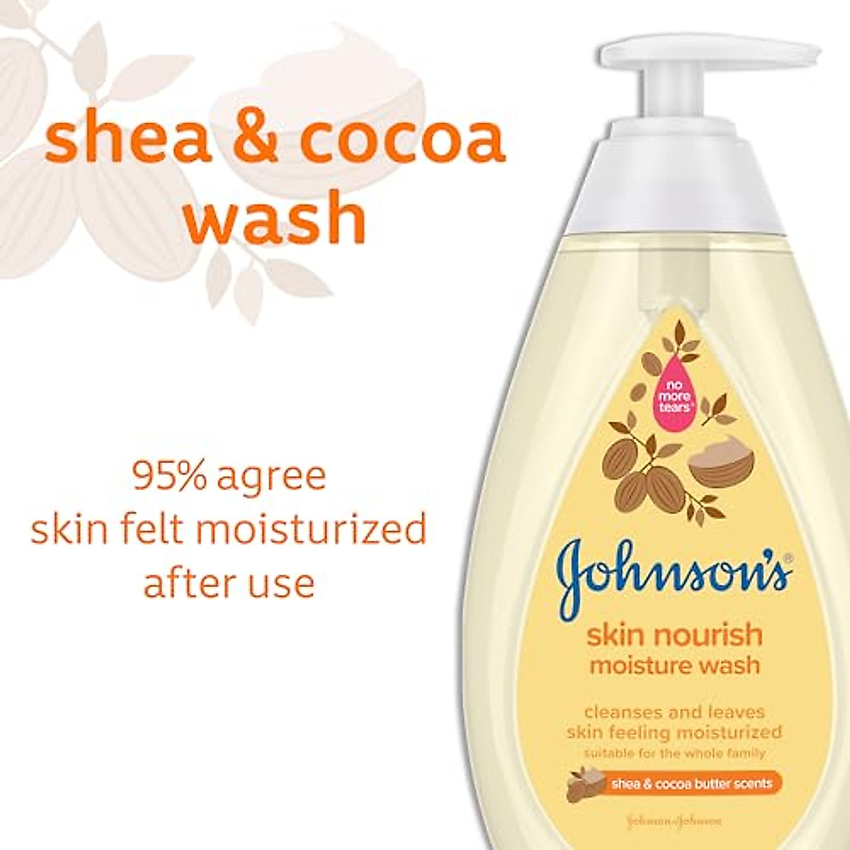 Johnson's Baby Skin Nourishing Moisture Baby Body Wash with Shea & Cocoa Butter, Hypoallergenic & Tear Free Baby Bath Wash, Paraben-, Dye-, Sulfate & Phthalate-Free, 20.3 fl. oz