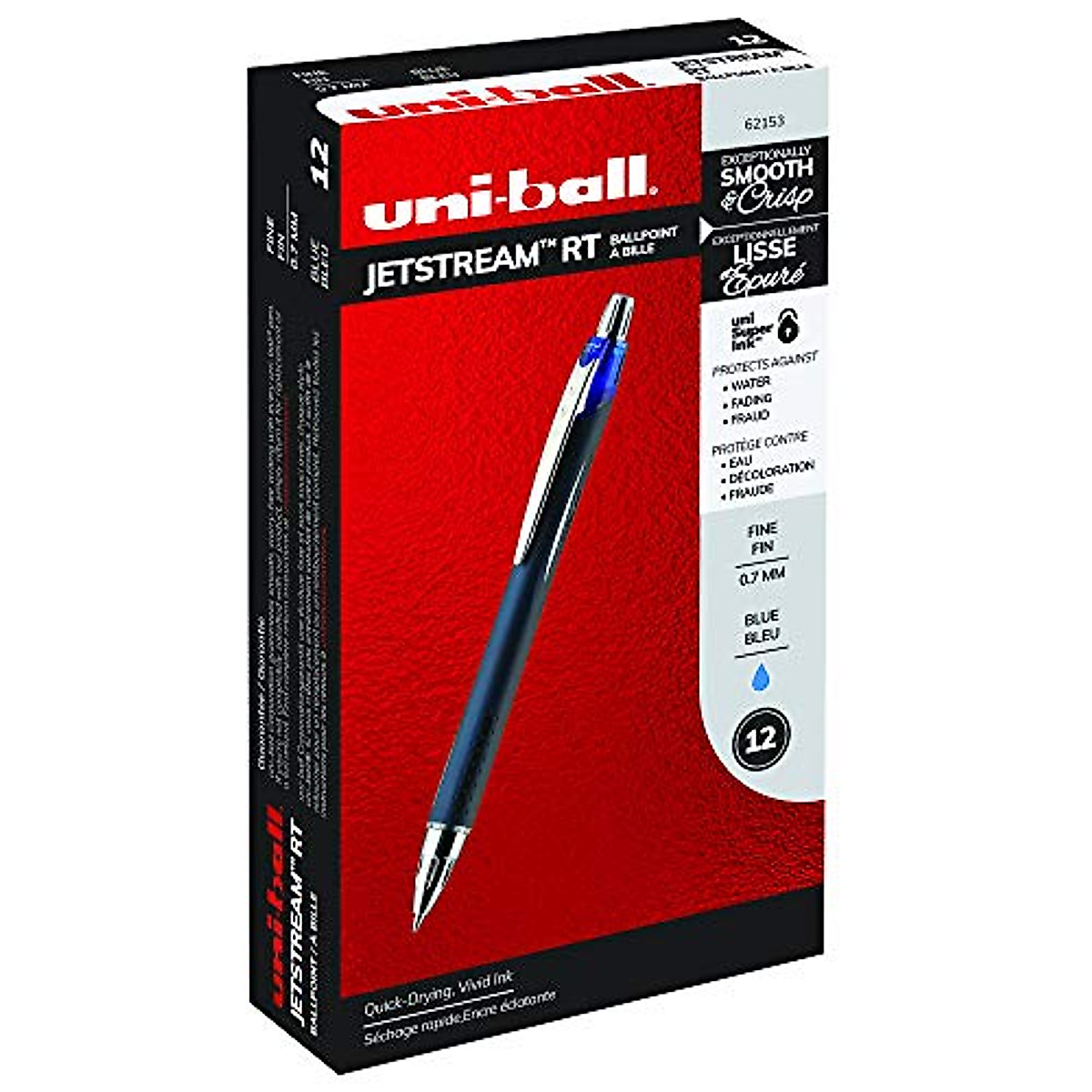 uni-ball 62153 uni-ball Jetstream RT Retr Ball Point Pen, Black Brl, Red Ink, Fine, 0.70 mm, Carton of 864