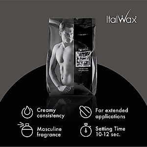 Italwax Pour Homme - 1kg / 2.2lb - Hard wax beads for hair removal - Special for man - Natural formulation - Easily removes coarse hairs - Ideal for barber shops