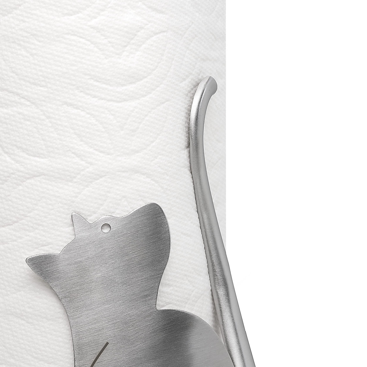 Everyday Solutions Meow Paper Towel Holder - Stainless Steel, Countertop Paper Towel Dispenser - with Tension-Spring for Single Handed Use - Featuring Cute Animal Tail Design - Great for Pet Lovers