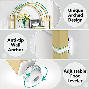 LITTLE TREE 72 inches Gold 5-Shelf Etagere Bookcase Bookshelf for Small Space