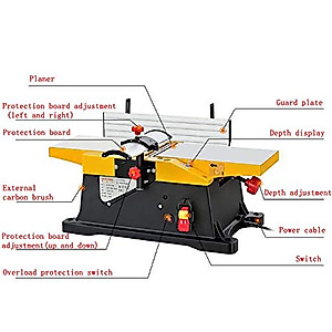 220V Desktop Planer Multifunctional 6 Inch Benchtop Planer, 1800w 12000rpm Electric Benchtop Jointer Table Top for Wood Cutting Woodworking Enthusiast