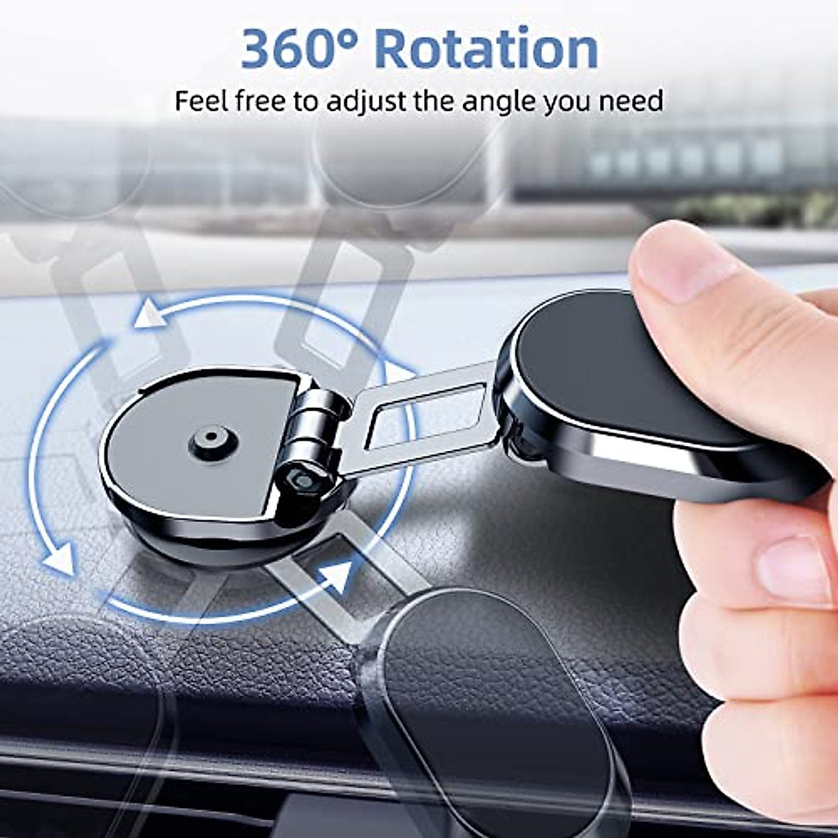 Magnetic Phone Holder for Car【Upgrade Foldable】Magnetic Phone Mount Multi-Functional 360°Rotation phone magnet for car Dashboard Phone Holder Magnetic Car Mount for iPhone, Samsung, LG All Smartphones