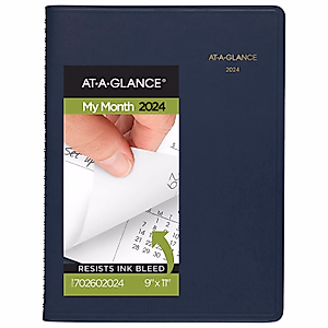 AT-A-GLANCE 2024 Monthly Planner, 9" x 11", Large, Navy (702602024)