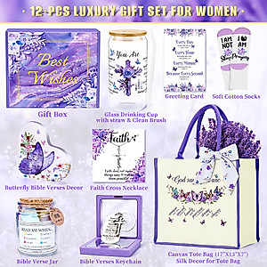 13PCS Birthday Gifts for Women,Christian Gifts for Women Faith,Self Care Package Get Well Soon Baskets,Lavender Relaxing Spa Care Package,Birthday Mothers Day Baskets for Her Mom Friend Sister Wife