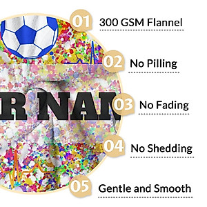 Personalized Soccer Blanket Gifts with Name - 50"x60" Sports Throw Blanket for Adults, Kids - Colorful Soft Plush Blankets for Bed, Couch, Sofa