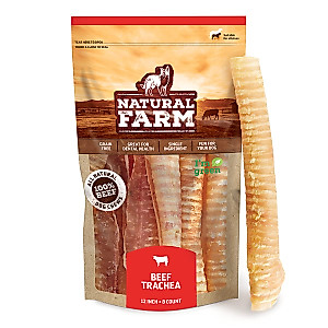 Natural Farm Beef Trachea (12 Inch, 8 Pack), 100% Beef Chews, Natural Glucosamine and Chondroitin for Joint & Hip Mobility, Bone Strength – Low Fat Crunchy & Crispy Treats for All Dogs
