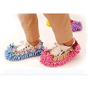 King's deal 12pcs (6 Pairs) Dust Floor Cleaning Slippers Shoes Mop House Clean Shoe Cover Multifunction 6 Color