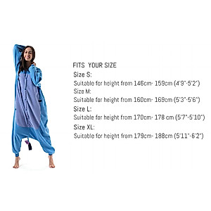 LMEIKK Cosplay Animal One Piece Halloween Costume Sleepwear Homewear Adult Unisex Onesie Pajamas (Bule, M)
