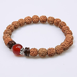 4pcs Rudraksha Seeds Buddha Yoga Bracelets Set Handmade Beaded Meditation Wrist Stretch Charm Bracelet for Women Men