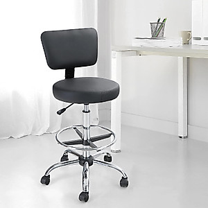 Sophia & William Office Chair Drafting Chair Swivel Round Rolling Stool Adjustable Desk Chair Mid Back Ergonomic Computer Chair with Wheels for Standing Desk, Salon, Medical, Office, Black