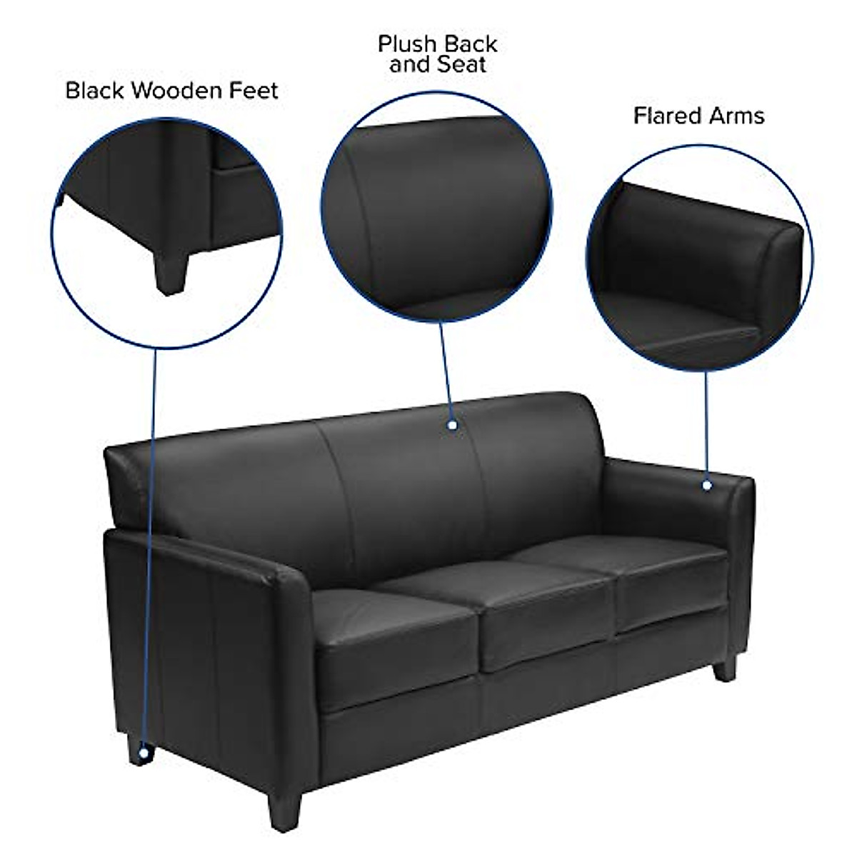 Flash Furniture HERCULES Diplomat Series Black LeatherSoft Sofa