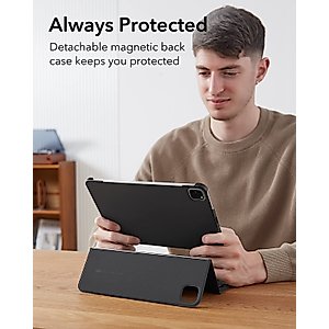 ESR Ascend Keyboard Case, iPad Case with Keyboard Compatible with iPad Pro 12.9 (2022/2021/2020/2018), Magnetic Detachable Case, Fully Adjustable Portrait/Landscape Stand, Black
