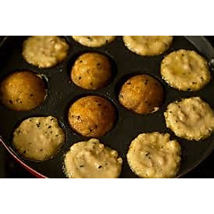 Appam Pan Nonstick Coating Appam Patra with Glass Lid Aluminum Appam Maker Appe Patra Paniyaram Pan Appa Chetty Paniyaram Pan Patra Size 9.5 Inch