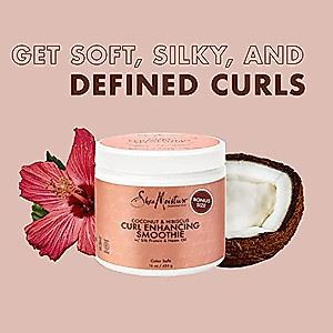 Shea Moisture Curly Hair Products, Coconut & Hibiscus Curl Enhancing Smoothie with Shea Butter, Sulfate Free, Paraben Free Hair Cream for Anti-Frizz, Moisture & Shine, Family Size, 16 Fl Oz