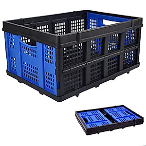 49L Collapsible Plastic Storage Basket, Foldable Storage Bin Organizer, Stackable Folding Crate for Farm Home Office(1 Pack)