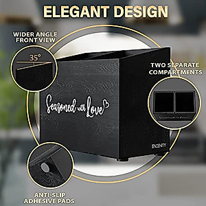 Acenity Kitchen Utensil Holder, Cute Kitchen Utensil Organizer, Wooden Utensil Holder, Lovely Kitchen Countertop decor (Black)