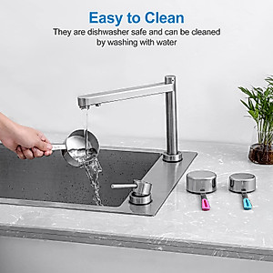 11Pcs Stainless Steel Measuring Cups and Spoons Set, Stackable Metal Measure Cup, Widely Used Kitchen Dry Food, Cooking Baking Measurements (Kitchen Funnel)