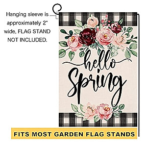 Sambosk Spring Garden Flag Vertical Double Sided 12x18 Inches Burlap Red Pink Flowers Farmhouse Yard Outdoor Decoration