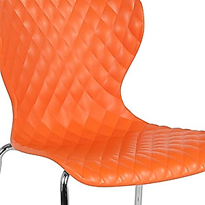 Flash Furniture Lowell Contemporary Design Orange Plastic Stack Chair