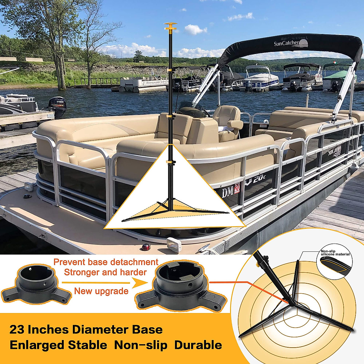 Boat Cover Support Poles Stand 2Pcs System Stable Base Height Adjustable Aluminum Boat Pontoon Cover Poles Post Marine Grade Aluminum Bimini Boat Tarps Winterization Cover Stand