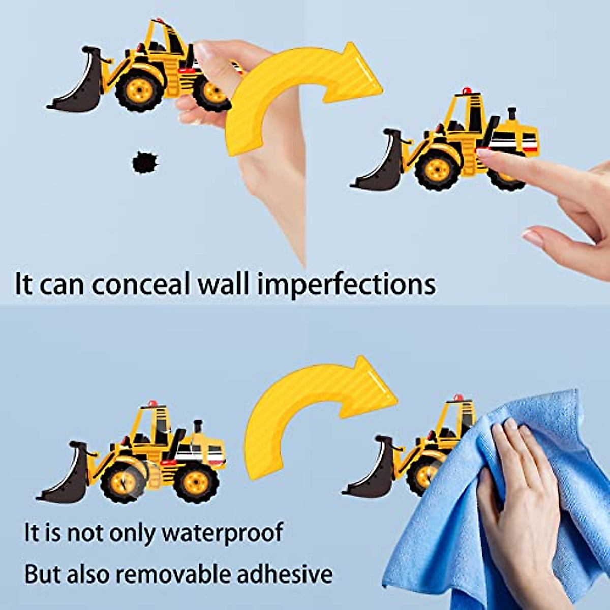 C CATWALLART Construction Cars Wall Decals,Tractor Car Excavator Wall Stickers,Vinyl Peel Stick Decor, Gifts for Kids,Bedroom Boys Room Playroom Wall Decor