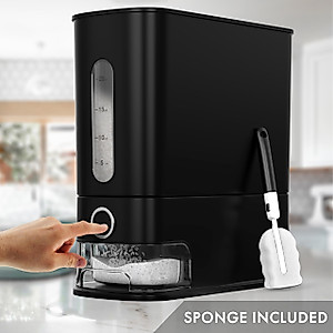 Retail Blade Rice Dispenser - 26.5 lbs Rice Storage Container with Measuring Cup, Rice Scoop & Sponge – Large Cereal Grain Bucket with Scale for Kitchen Pantry Organization, BPA-free, Airtight (Black)