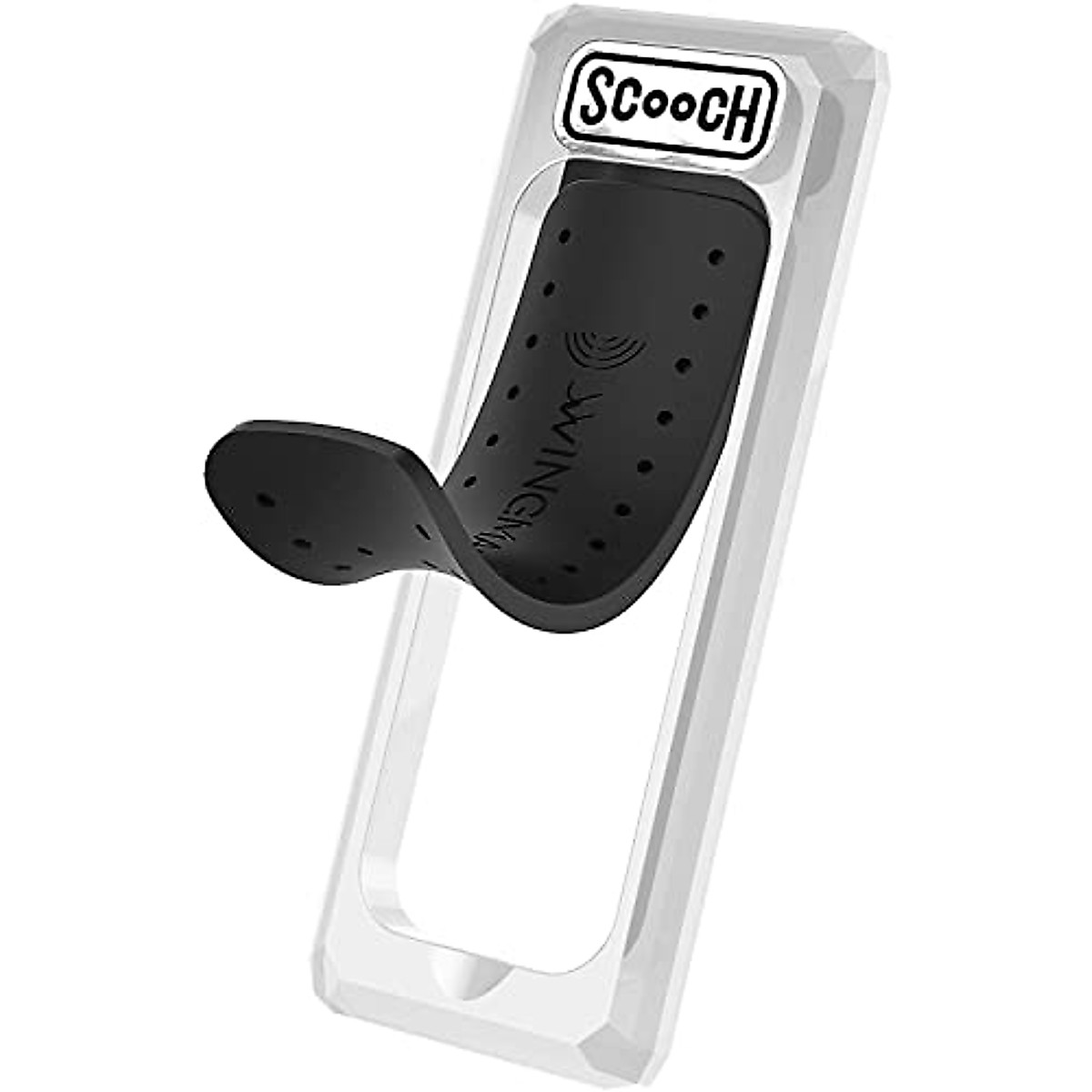 Scooch Wingback | Pop Up Phone Grip, Stand, and Car Mount for Smartphones [Two-Way Stand] Compatible with Any Smartphone and Most Cases, Works with Magnetic Car Mounts (Clear)
