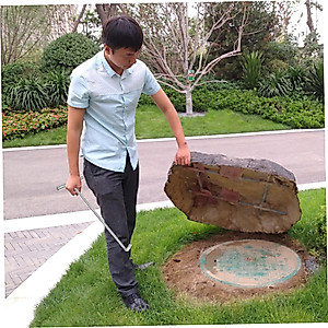 Peosaard Manhole Cover Hook, 15x5.9 Stainless Steel Manhole Cover Hook, Non Slip Manhole Cover Lifter Hooks, Drain Grate Lifter with Thick Handle for Roll-Up Door