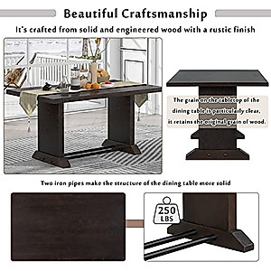 5-Piece Dining Table Set for 4, Breakfast Table Set Space Saving Solid Wood Chairs and Table Set for Apartment Dining Room with Rectangular Dining Table and 4 Upholstered Dining Chairs, Espresso