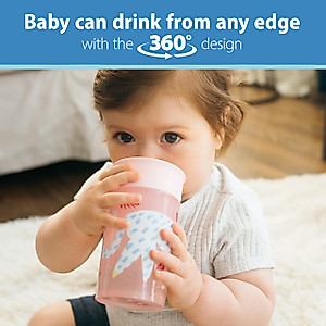 Dr. Brown's Milestones Cheers 360 Cup Spoutless Transition Cup, Travel Friendly & Leak-Free Sippy Cup, Pink Leopard – Red Lemur, 10 oz/300 mL, 2 count (1 pack)