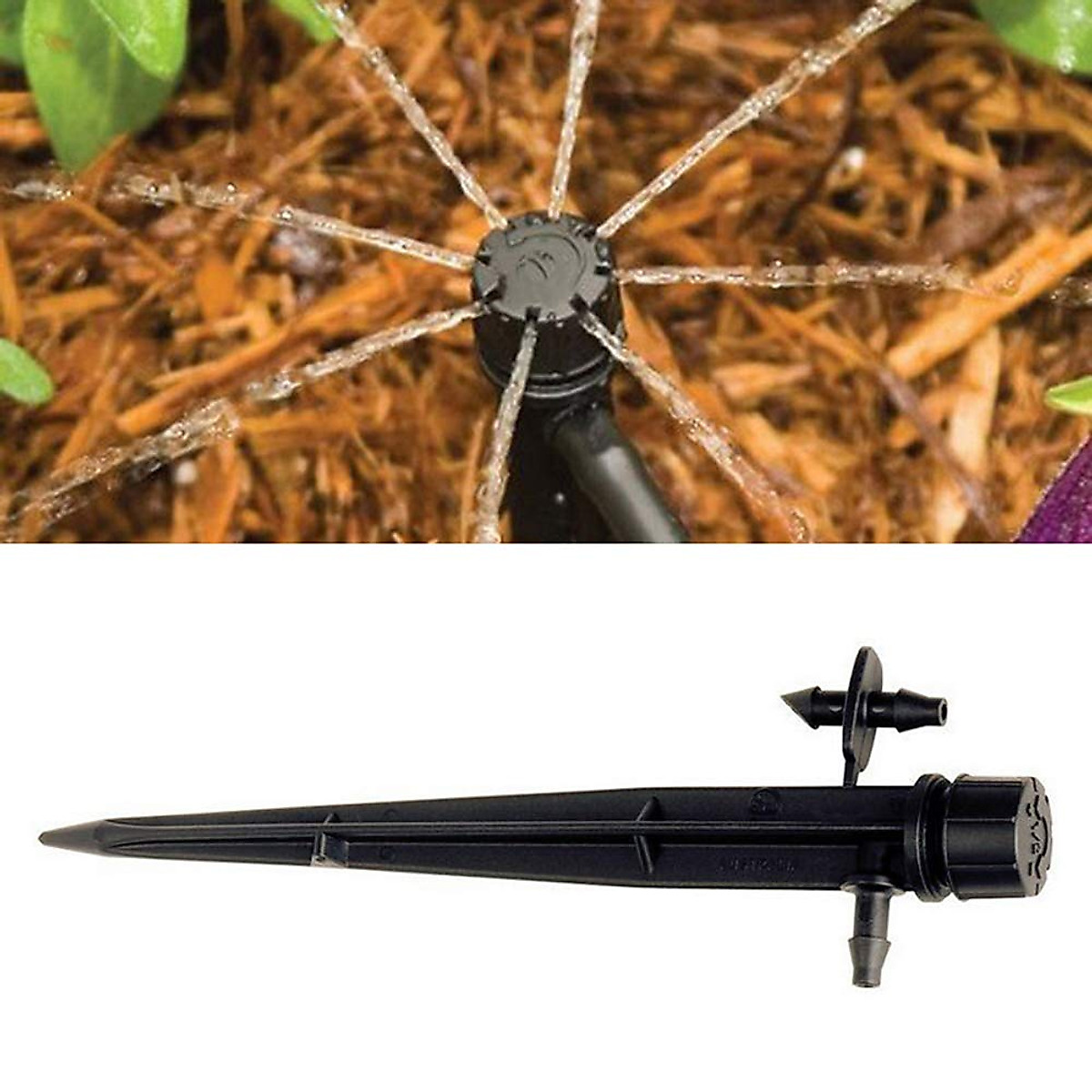 360 Degree Water Flow Irrigation Drippers, 10pcs 8 Holes Adjustable Micro Flow Drip Stakes Emitter; Dripping Barbed Connector for Vegetable Garden/Flower Bed/Herbs Garden Black
