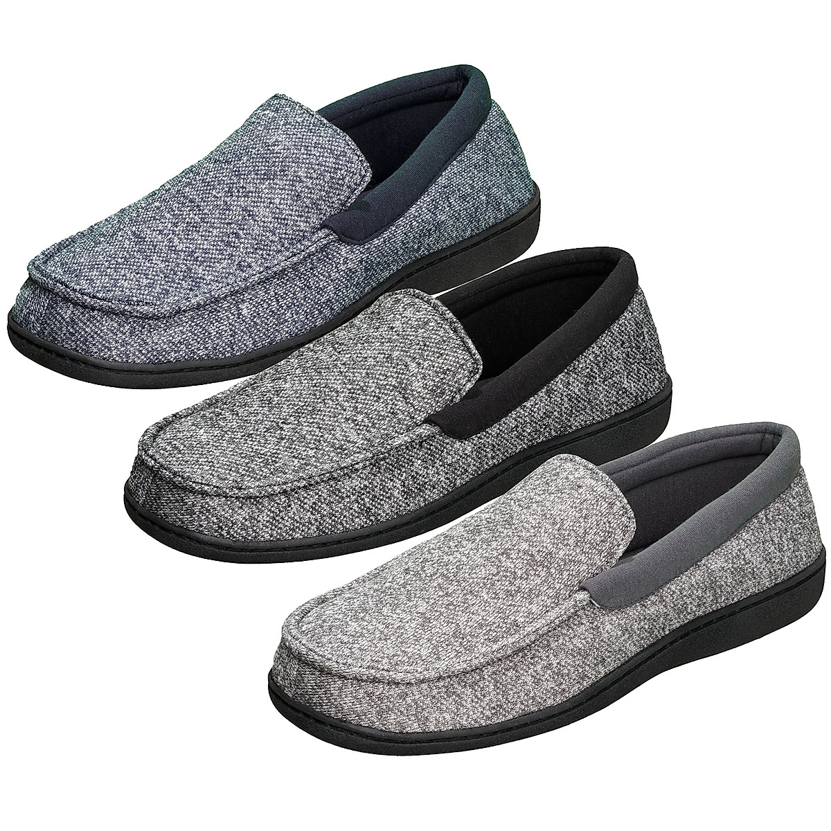 Hanes Mens Slippers House Shoes Moccasin Comfort Memory Foam Indoor Outdoor Fresh IQ, Black, Medium
