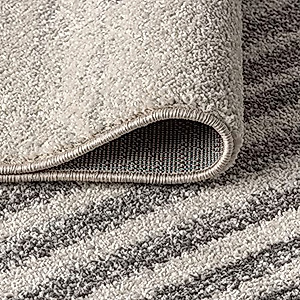JONATHAN Y MOH205A-8 Aya Berber Stripe Geometric Indoor Farmhouse Area-Rug Bohemian Minimalistic Striped Easy-Cleaning Bedroom Kitchen Living Room Non Shedding, 8 X 10, Cream,Gray