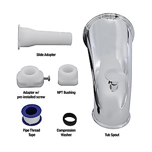 Danco Decorative Bathtub Faucet Spout Length | Chrome Finish (10315), 6 Inches/Pull Up Diverter