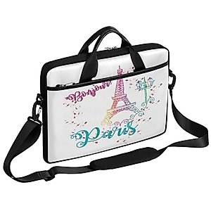 Paris Eiffel Tower Laptop Computer Bag Waterproof Shoulder Messenger Bag 13-15 inch Durable Laptop Tote Bag with Shoulder Strap Handle Lightweight Crossbody Briefcase