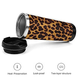 Cool Cheetah Leopard Travel Coffee Mug Stainless Steel Water Bottles Insulated Water Bottle Travel Mug Insulated Tumblers Travel Coffee Tumbler 12 Oz Coffee Tumbler Travel Cup