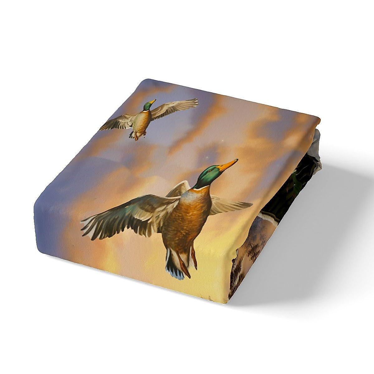 Feelyou Duck Hunting Duvet Cover Dog Hunter Bedding Set for Kids Boys Girls Flying Duck Comforter Cover Wildlife Bedspread Cover 1 Duvet Cover with 2 Pillowcases Full Size (No Comforter)